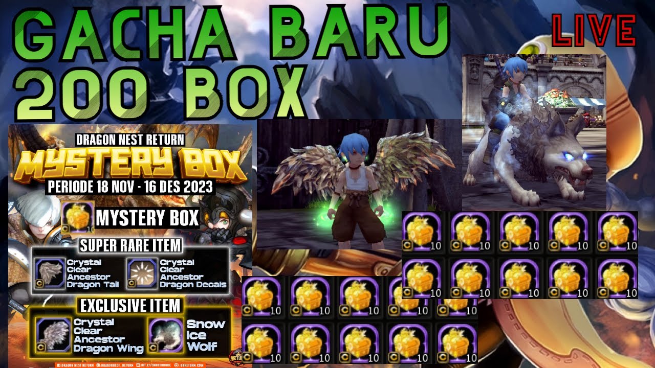 LIVE 200 BOX GACHA BOX WING BARU dan Mount Baru ! Dragon Nest Return ...