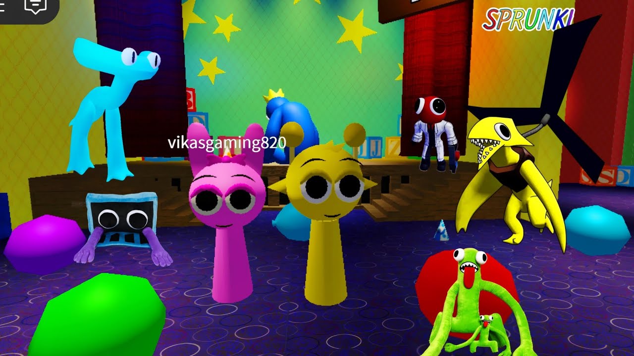 Playing as yellow and pink SRUNKI rainbow friend chapter 1 - YouTube