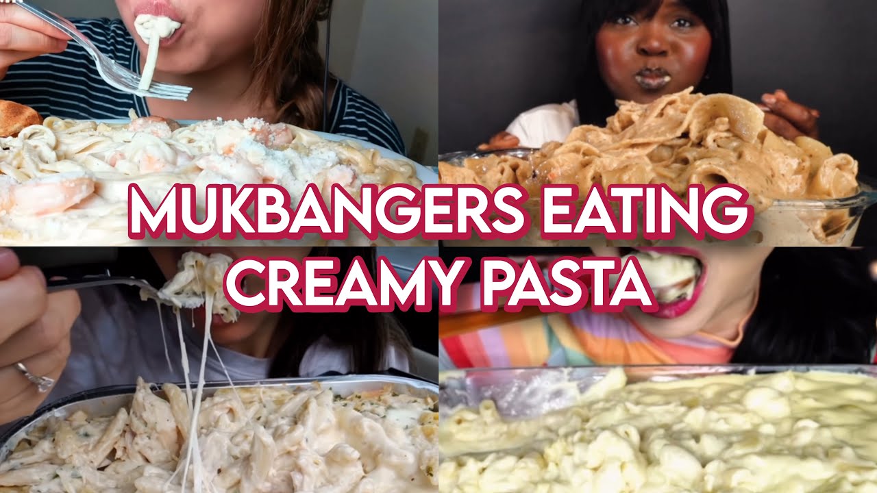 mukbangers eating creamy pasta - YouTube