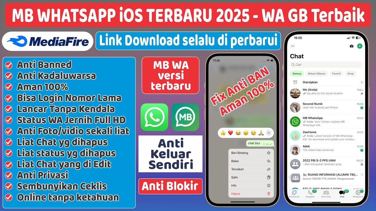 MB WhatsApp iOS Terbaru 2025 Banyak Fitur | WA Android jadi seperti WA ...