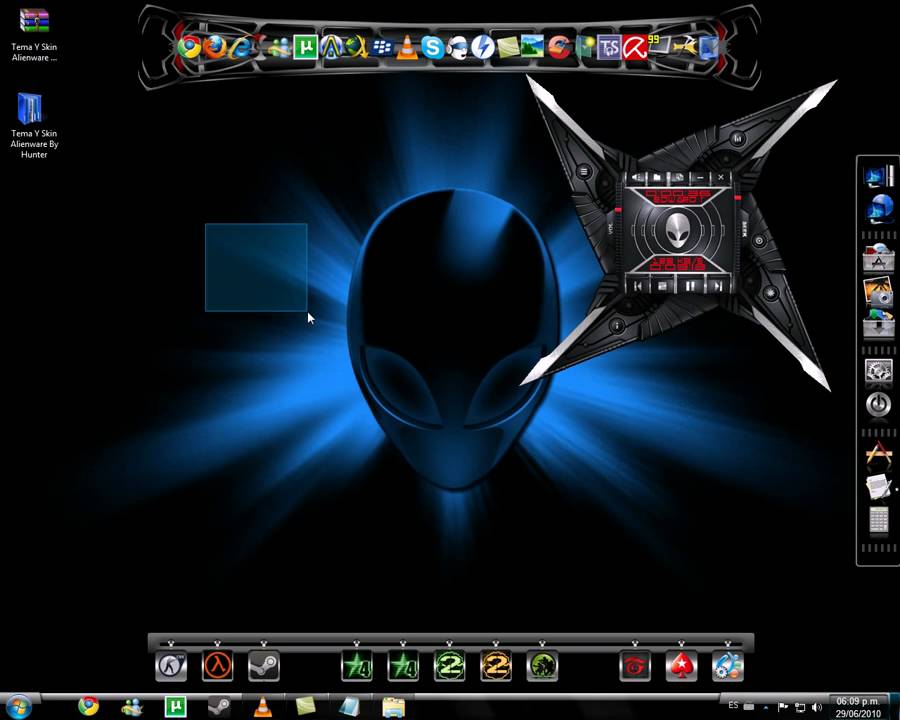 Tema + Skin Alienware Para Windows 7 y Msn plus 2009..!! - YouTube