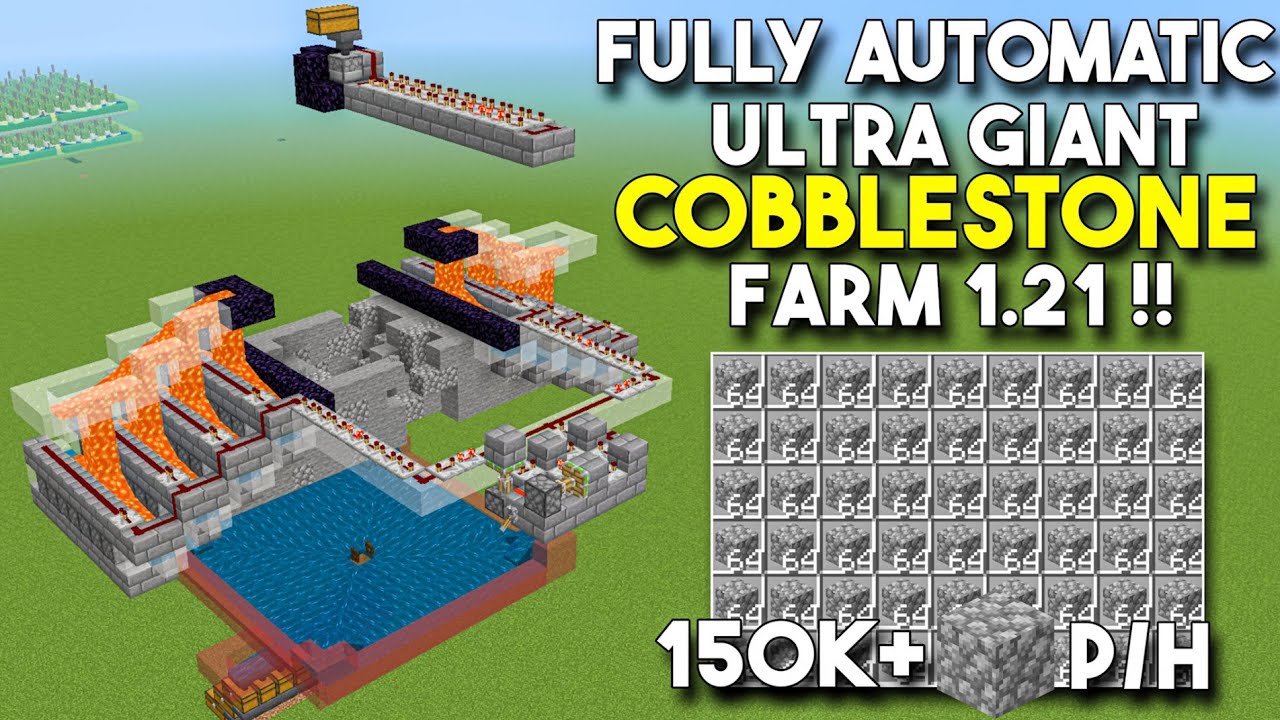 AUTOMATIC COBBLESTONE FARM IN MINECRAFT BEDROCK 1.21 (MCPE/X BOX/CONSOLE/PS4/NINTENDO) || - YouTube