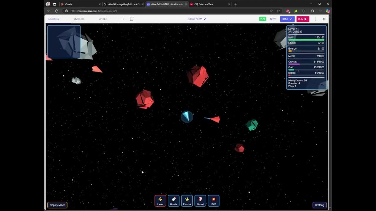 Made with Ai - Top Down 3d Space Game - YouTube