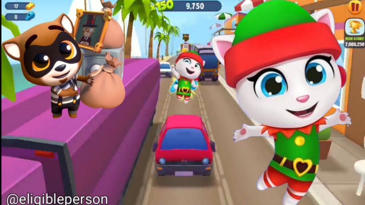 Talking Tom Gold Run | Elf Angela vs Witch Angela | Fast & Slow speed ...