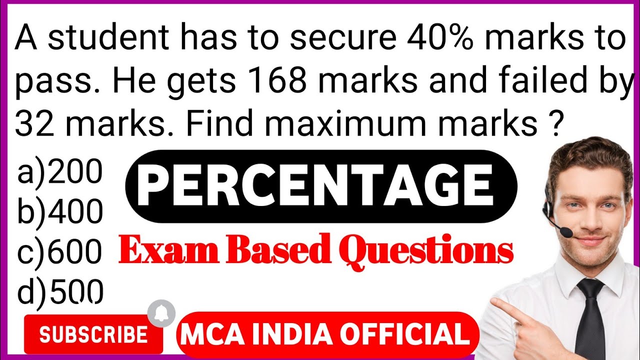 Percentage Percentage Problem Based On Marks Percentage Tricks Nimcet Cucet Mah Cet Youtube
