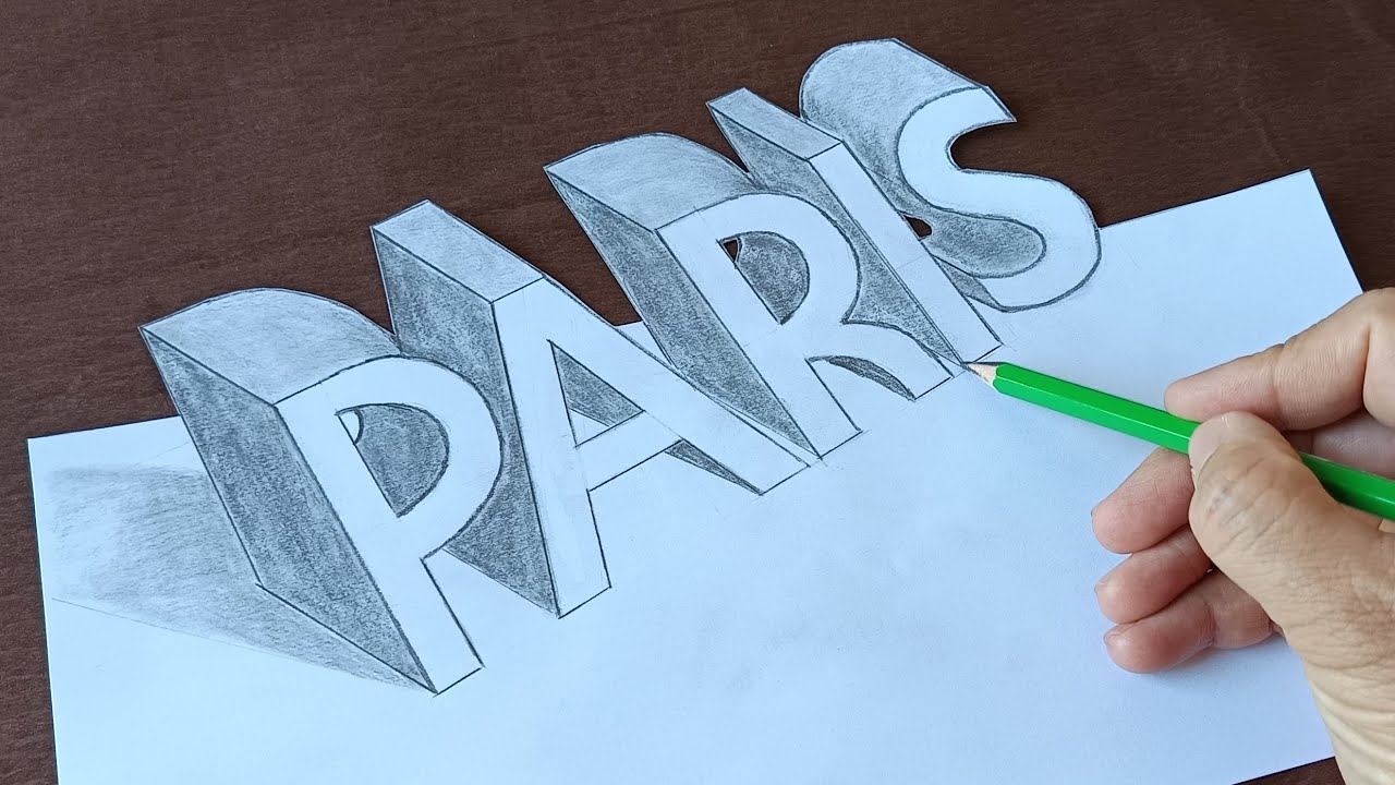 3d drawing text, Paris in 3D #3ddrawing #3dtext - YouTube