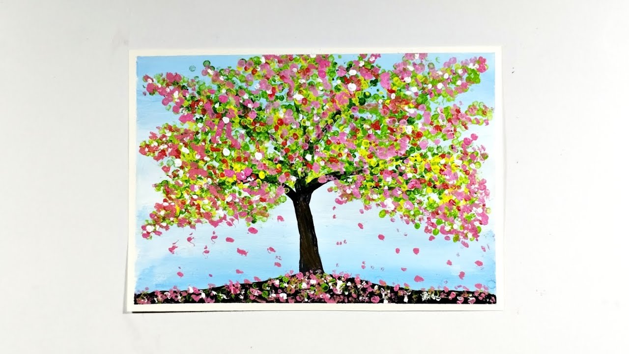Acrylic painting for beginners || Painting flower tree - YouTube