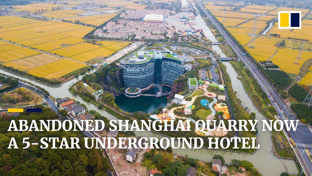 Abandoned Shanghai quarry now a 5-star underground hotel - YouTube