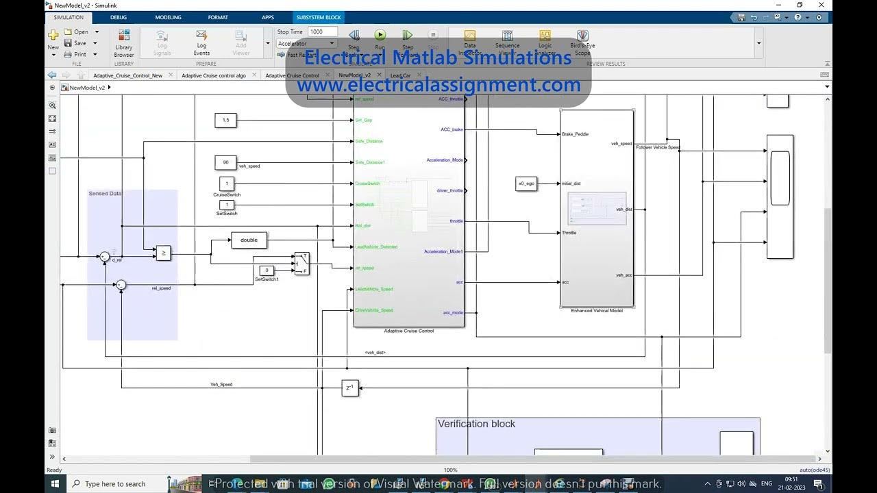 Adaptive Cruise Control with Vehicle model in Matlab Simulink - YouTube