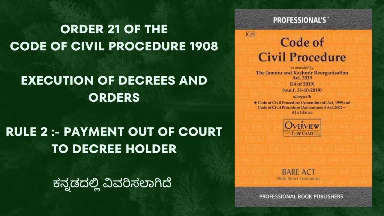 ORDER 21 OF THE CODE OF CIVIL PROCEDURE 1908 || RULE 2 || - YouTube