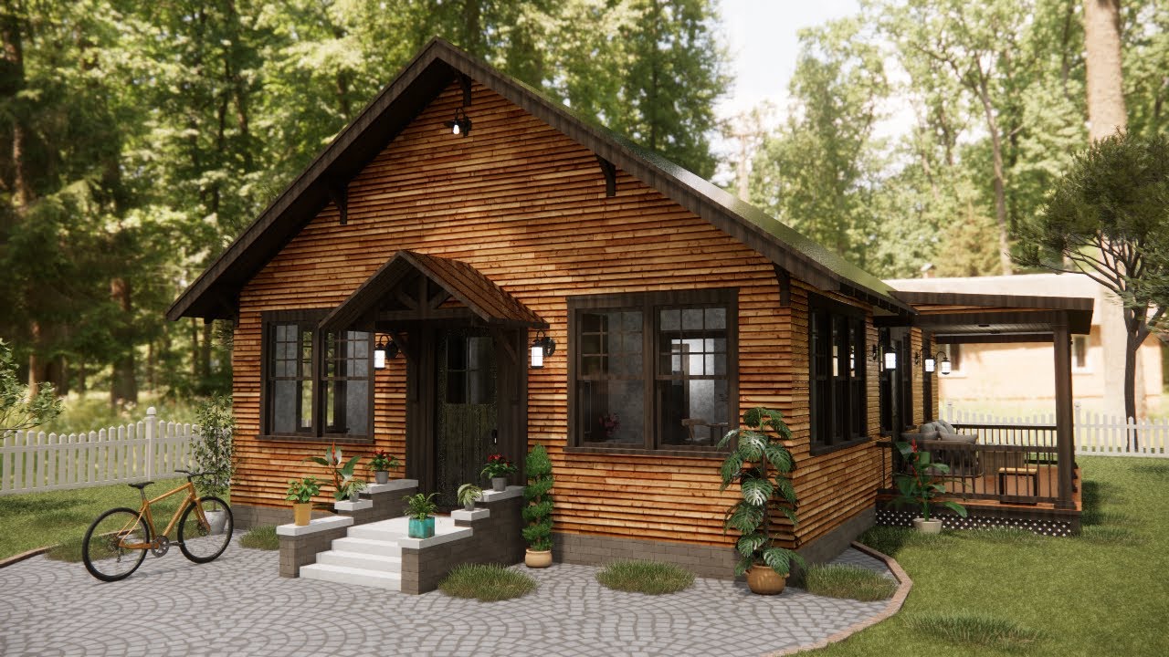 Rustic Wood Cottage House | Beautiful 8x10m Design - YouTube