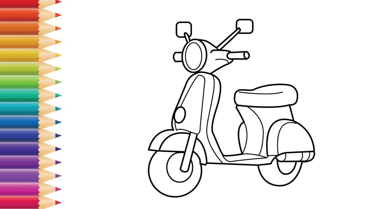 How To Draw Scooter 🛵 | Motorcycle Drawing Easy - YouTube