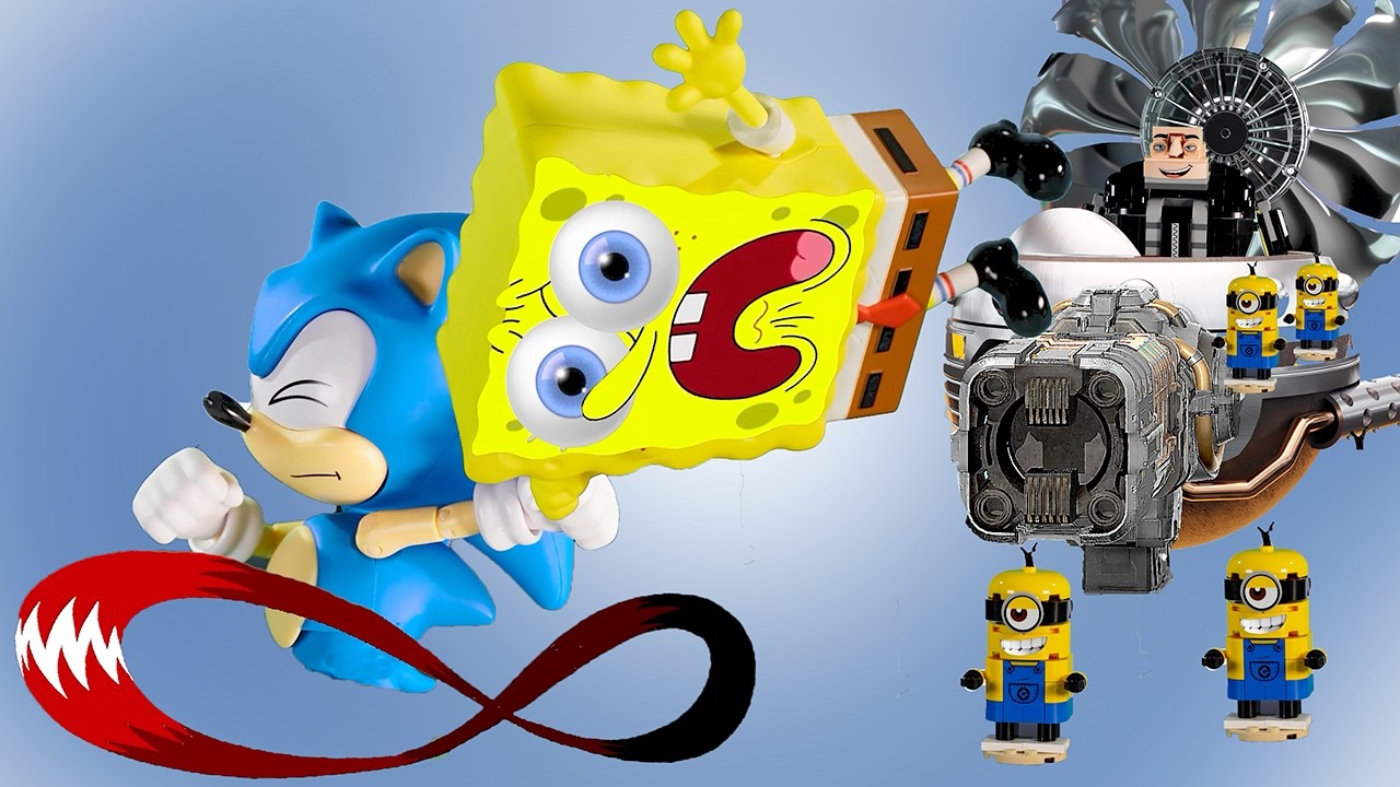Sonic, SpongeBob, and Katie Vs Gru and Minions 🧽🦔🔥 Stop Motion ...