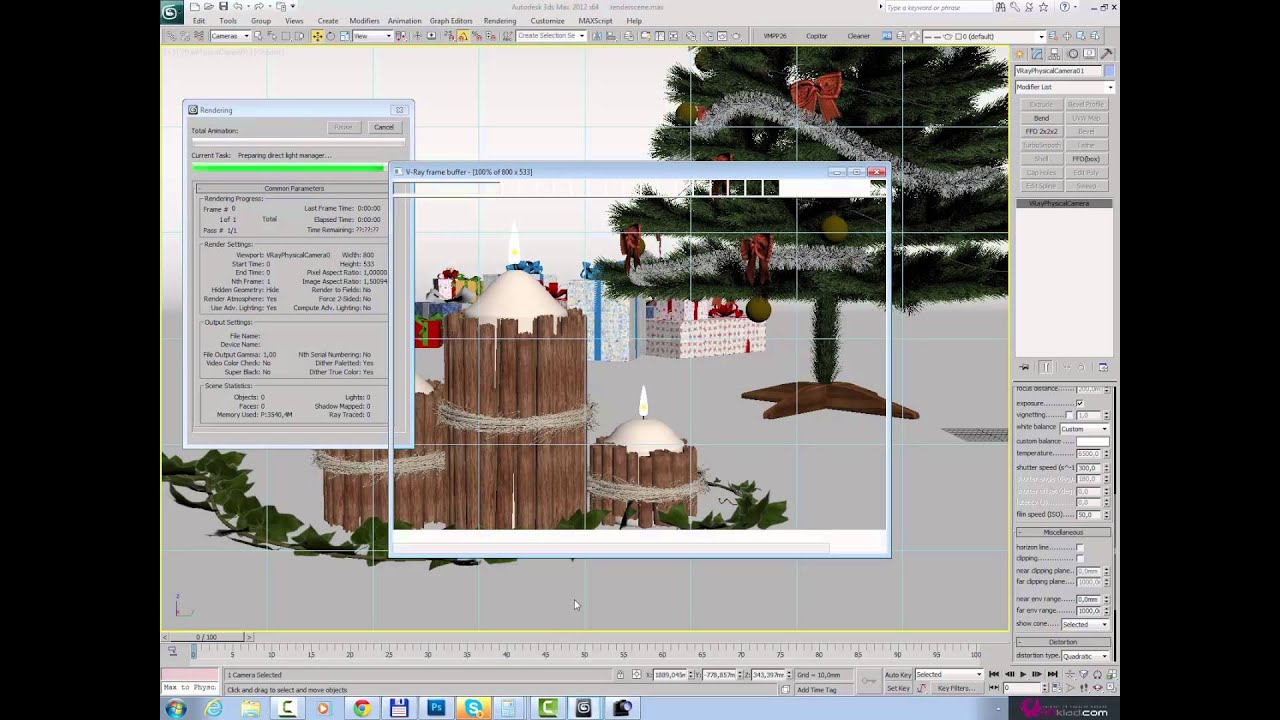 Эффект глубины резкости (DOF). Vray Physical Camera 3d max - YouTube