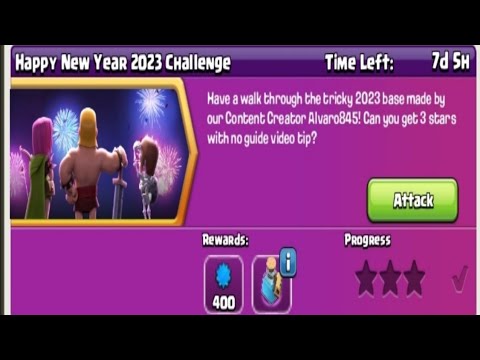 EASY 3 STER HAPPY NEW YEAR 2023 CHALLENGE CLASH OF CLANS-COC - YouTube