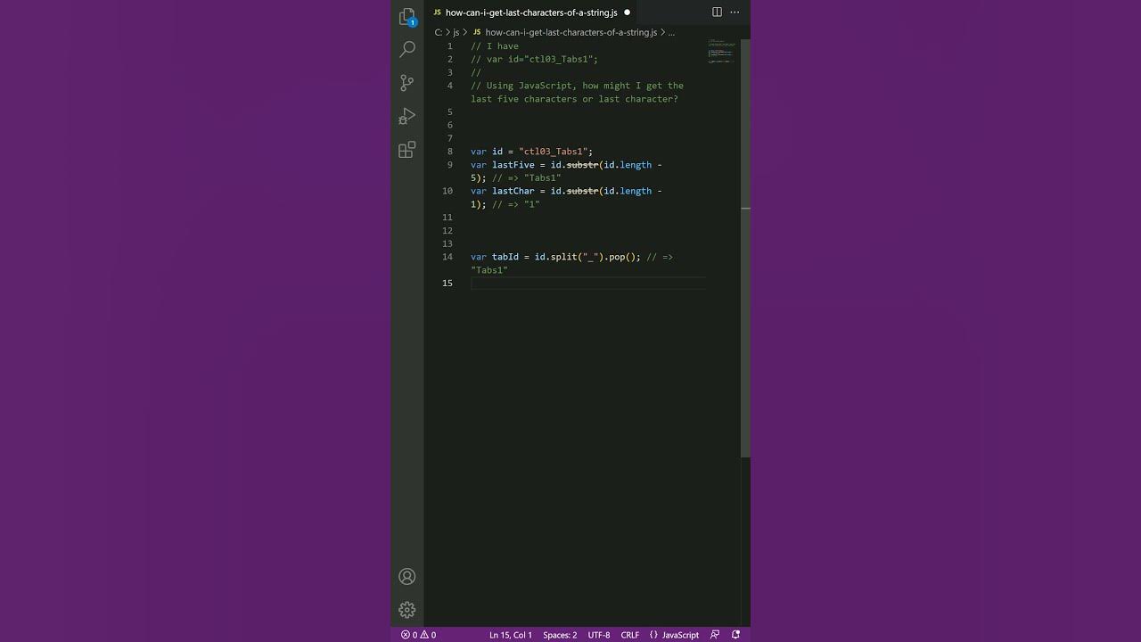 Javascript How Can I Get Last Characters Of A String Youtube