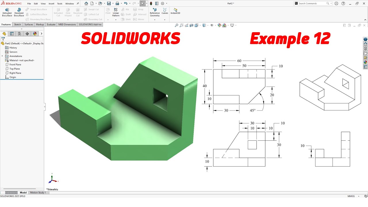 SolidWorks Tutorial – Example 12 | Simple 3D Modeling for Beginners ...