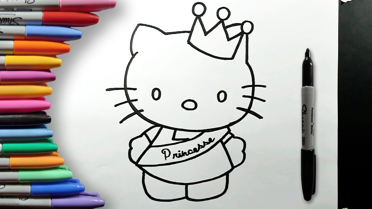How to Draw Hello Kitty Princess with Colored Markers Step by Step Easy ...