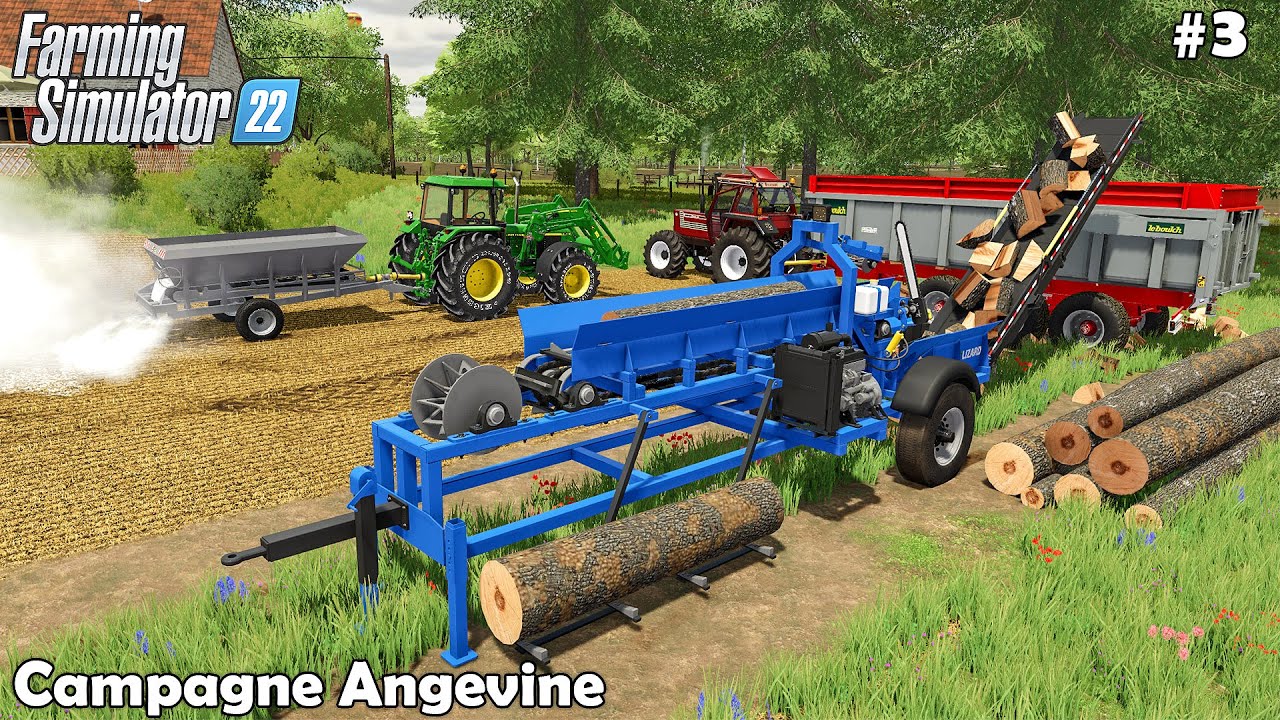 Splitting wood with firewood processor & Spreading lime | La Campagne ...