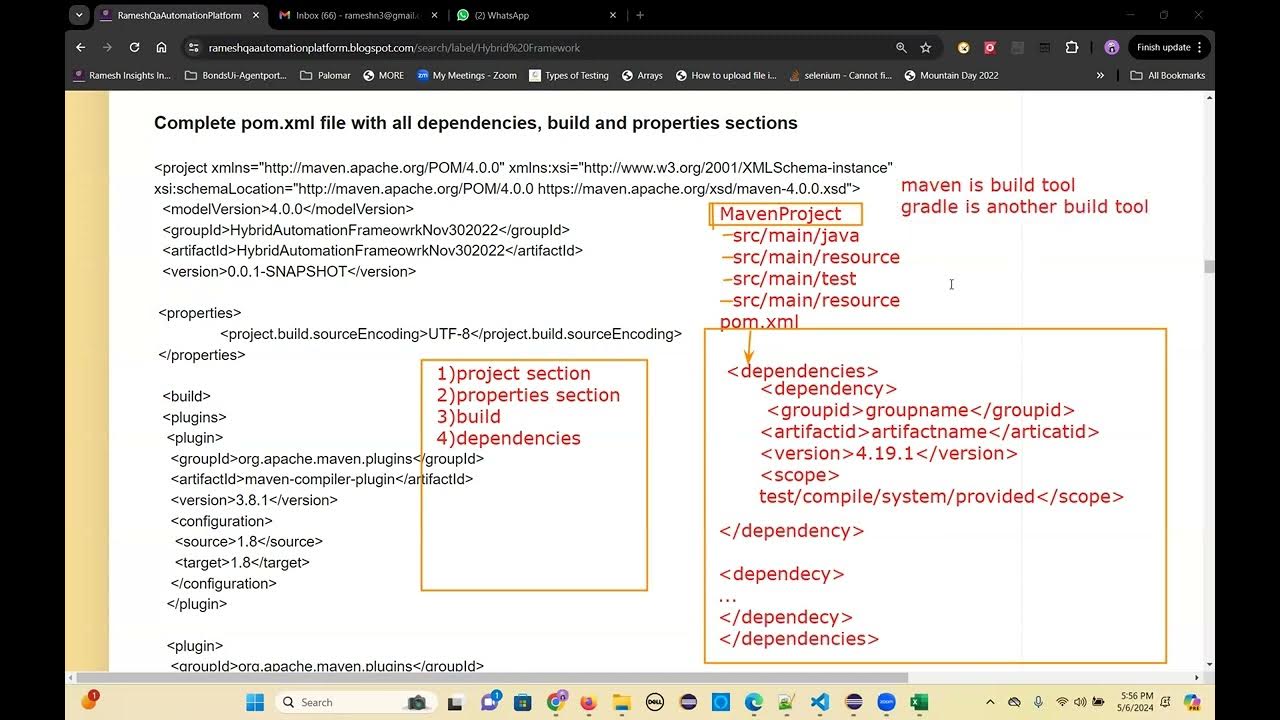 Selenium HybridFramework Maven Theory Project Creation Dependencies ...