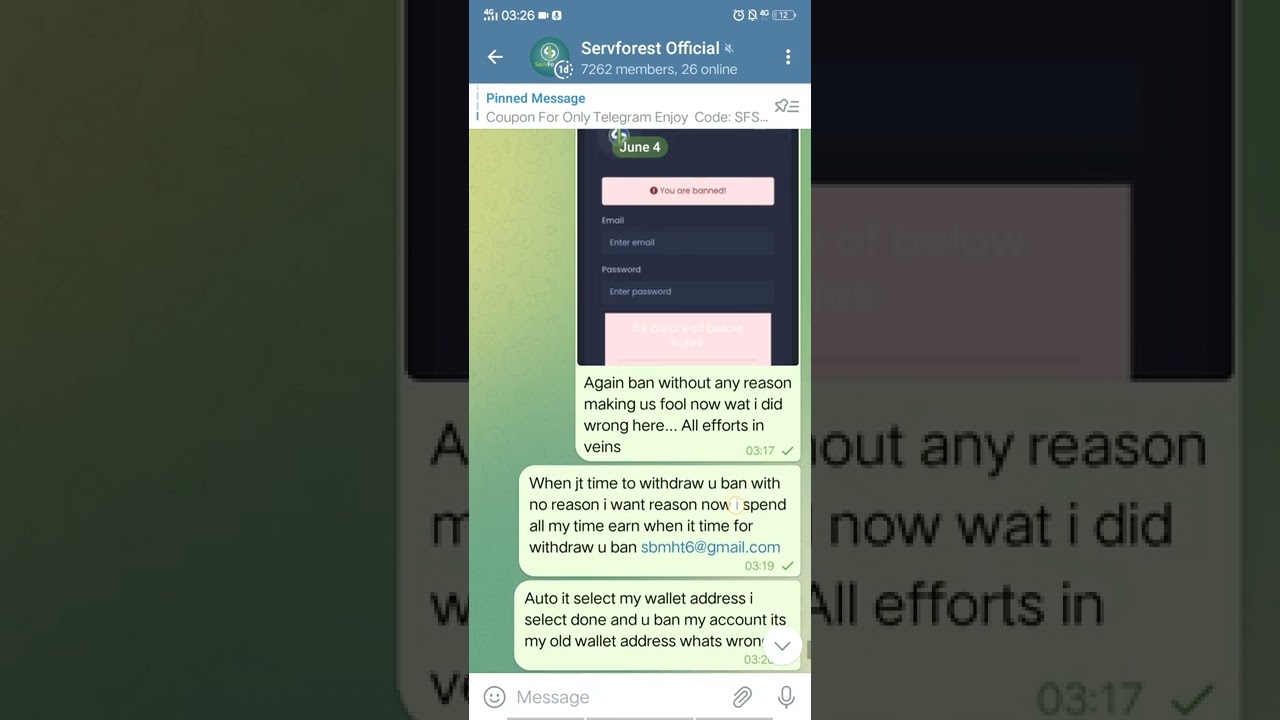 servforest fraud!! they ban our account when it time for withdrawal ...