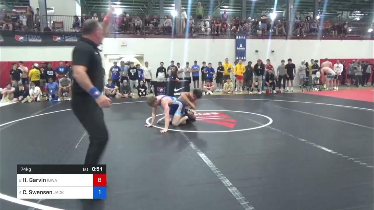 2024 U23 Men’s Freestyle Nationals: Hunter Garvin vs Cael Swensen: 74 KG Rnd 2, Best 2-3 - YouTube