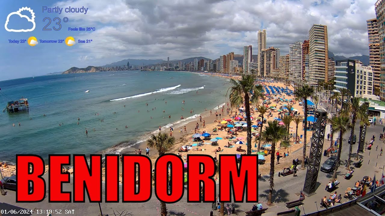 Benidorm Live Beach Cam 🇪🇸 Streamed 1st June 2024 (1) - YouTube