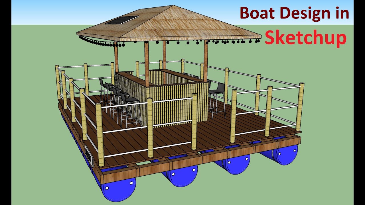 wooden boat design in sketchup - YouTube