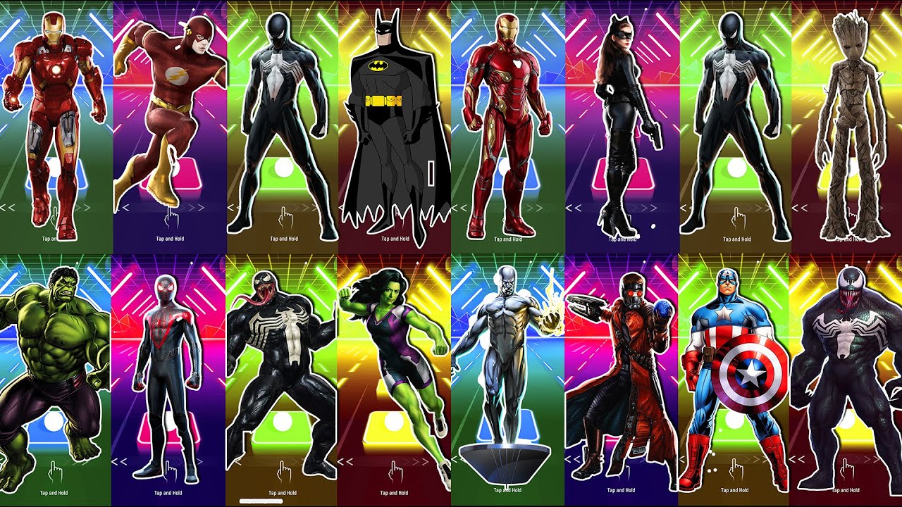 SUPER HEROES MEGAMIX 🆚 ALL HEROES | Tiles Hop SuperHero - YouTube