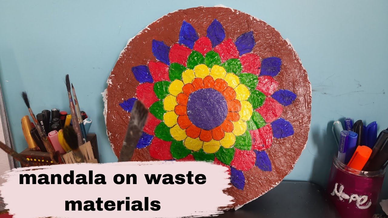 Diy mandala art on cardboard | traditional painting on cardboard - YouTube