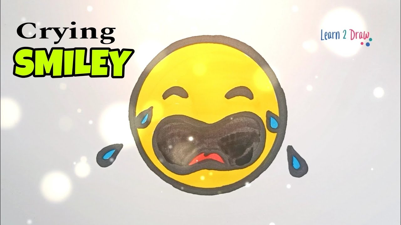 Crying SMILEY 😭 Learn 2 Draw #drawingtutorials #youtube #emoji #smiley ...