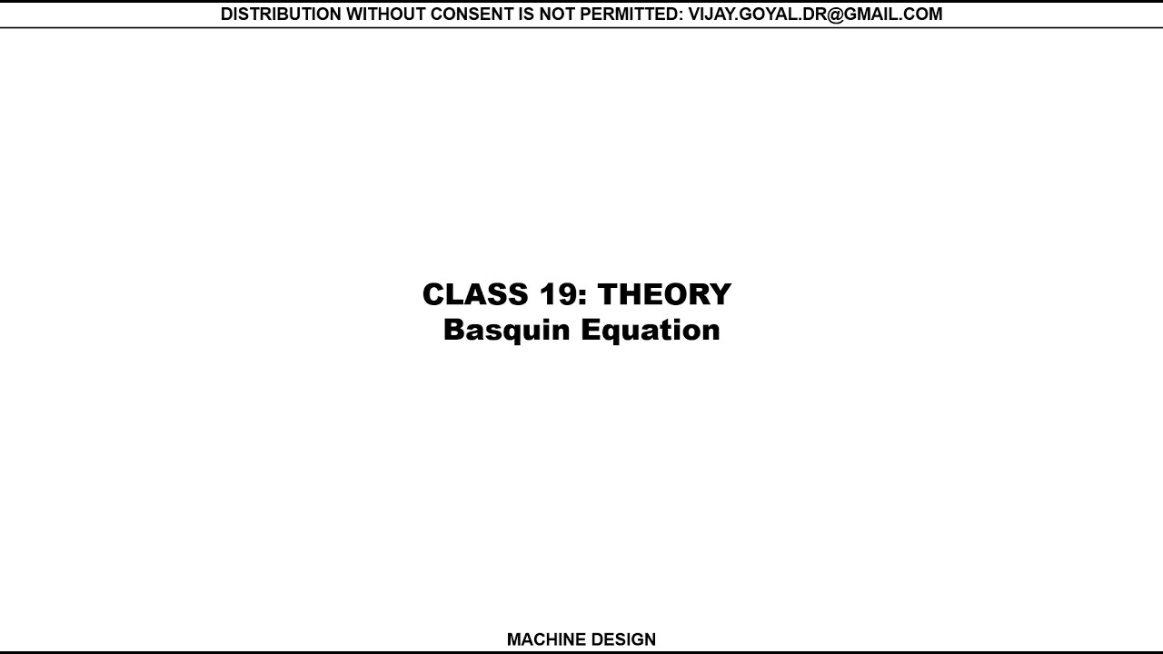 Machine Design Class 19 Basquin Equation - YouTube