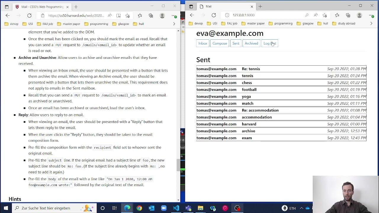 Cs50w Web Programming Project 3 Mail Youtube