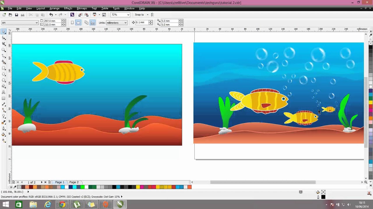 CorelDraw tutorial ( underwater sea life design ) - YouTube