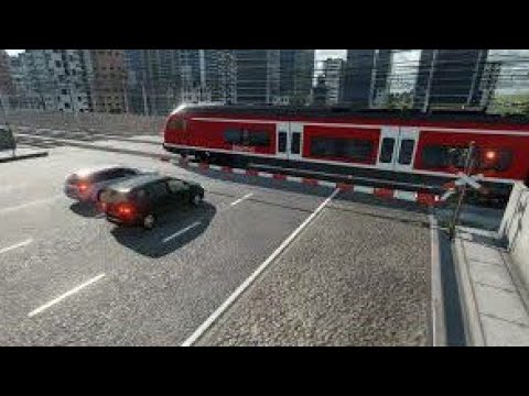 10 minutes at the modern railroad crossing | Transport Fever 2 - YouTube