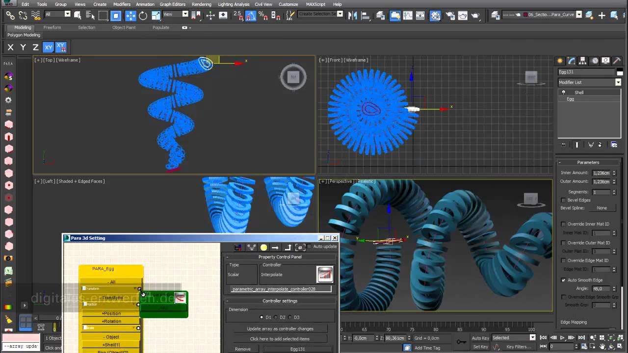 Sectioning 03: parametric array following a path with para 3D in 3ds max - YouTube