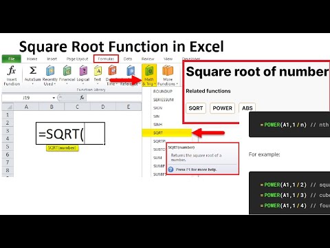 029 Square root function - root - power function in excel - abs ...