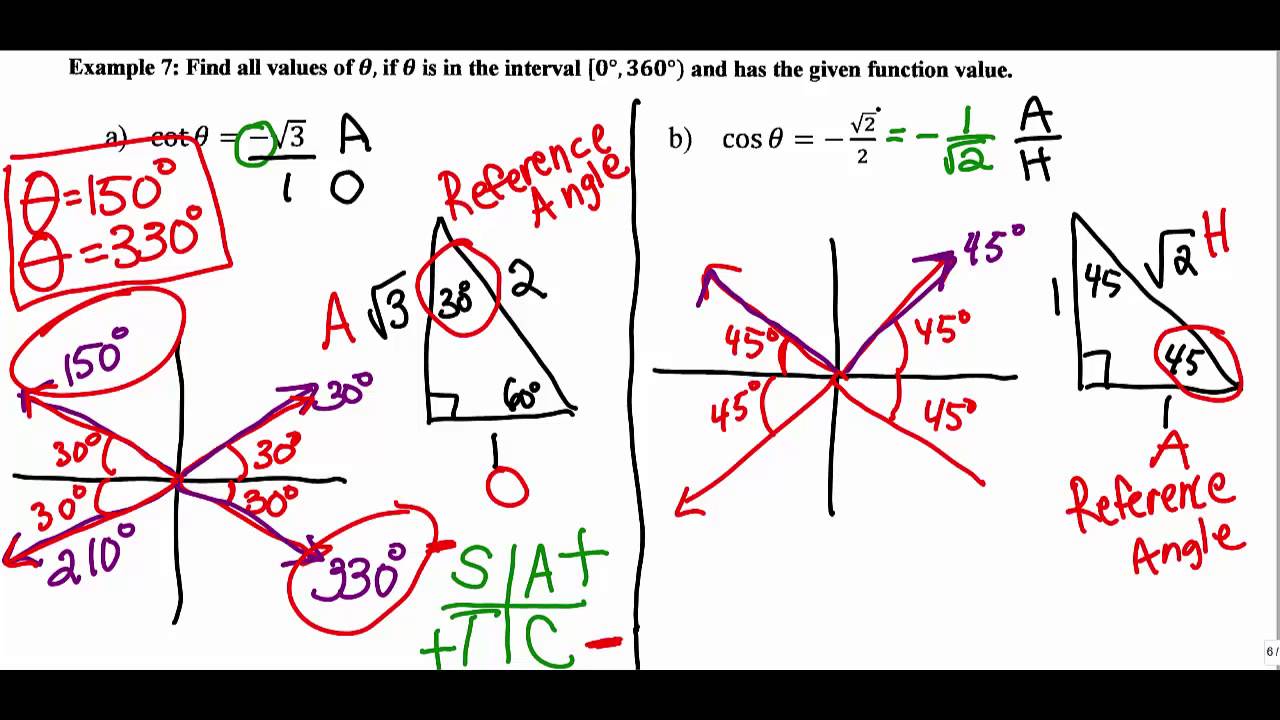 MATH 1316 Section 2.2: Finding Angle Measures Given an Interval and a ...