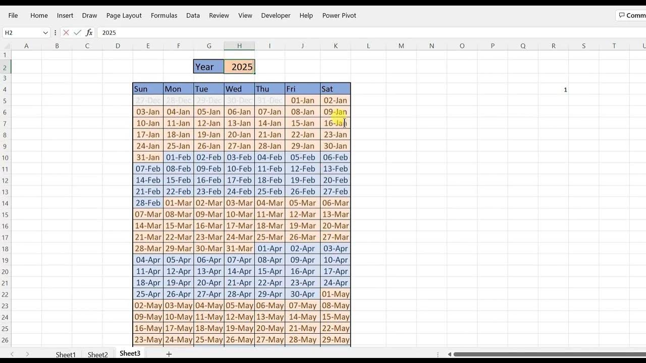 Dynamic calendar in Excel using sequence function - YouTube