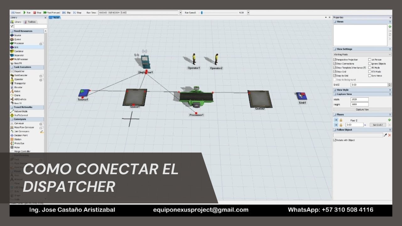Como conectar el Dispatcher | Flexsim v.2024 - YouTube