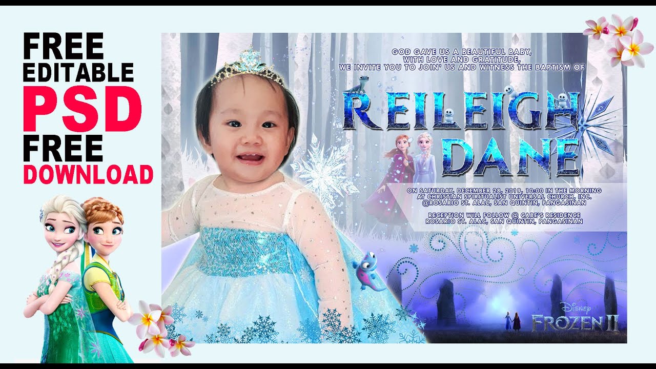 Frozen / Frozen II Invitation Card Layout for Birthday || FREE DOWNLOAD ...