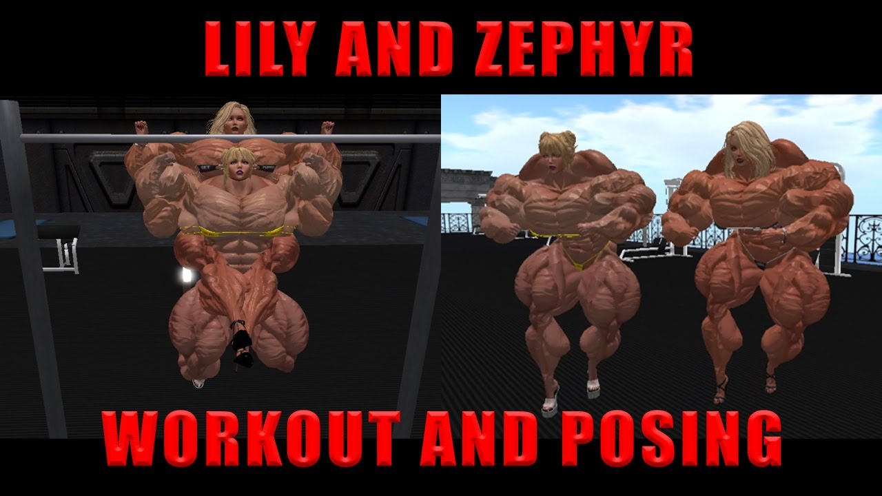 Second Life Muscle Queens Lily and Zephyr Workout and Posing their ...