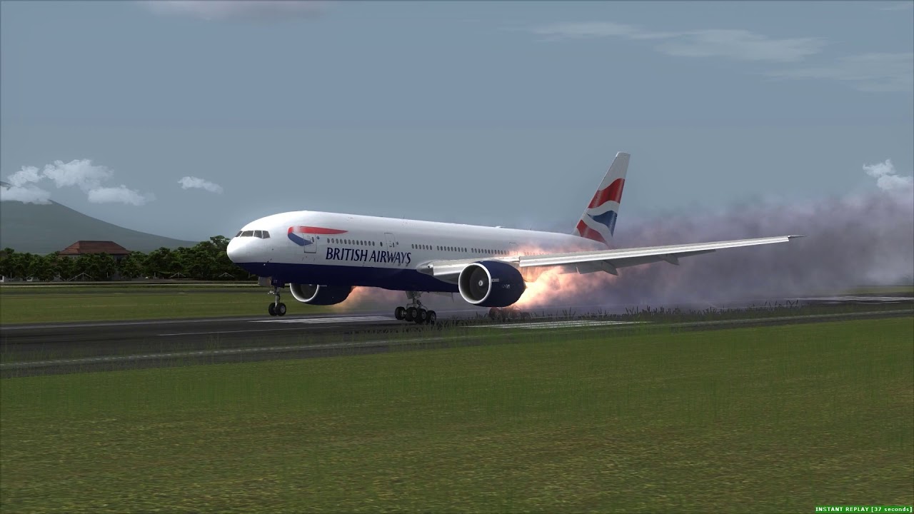 British Airways 777-200ER Engine Fire landing at Bali Airport - YouTube