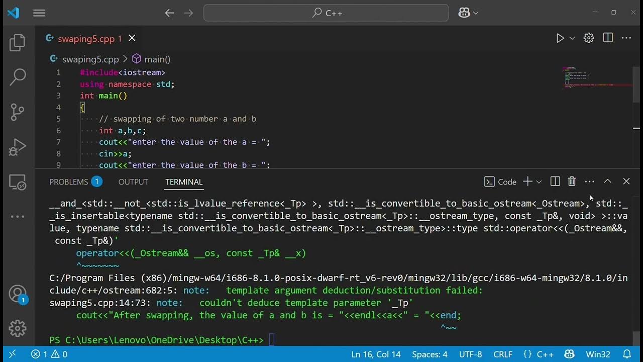 Swapping of two Numbers in C++ Language - YouTube
