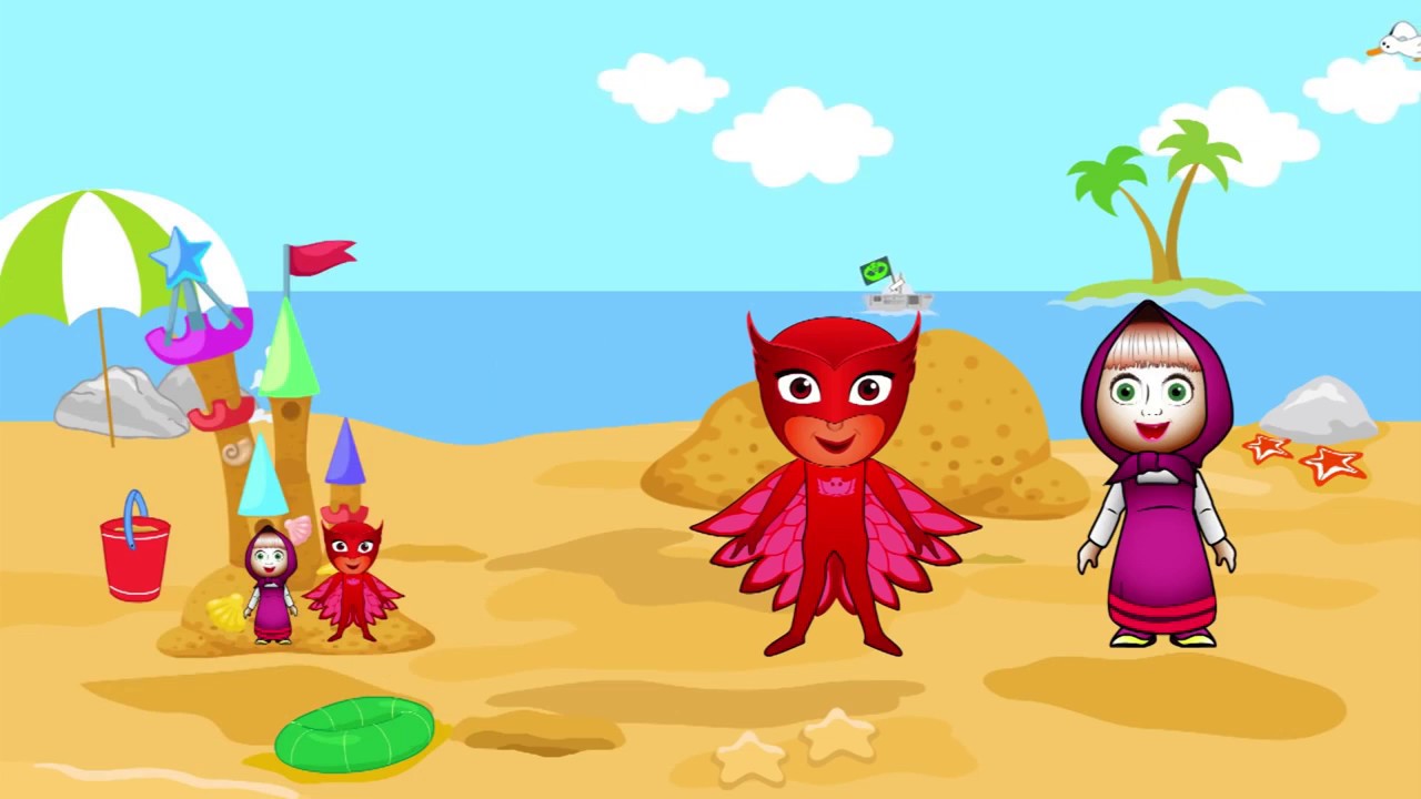 PJ Masks Owlette and Masha Day at the Beach - Peppa Pig, Paw Patrol ...