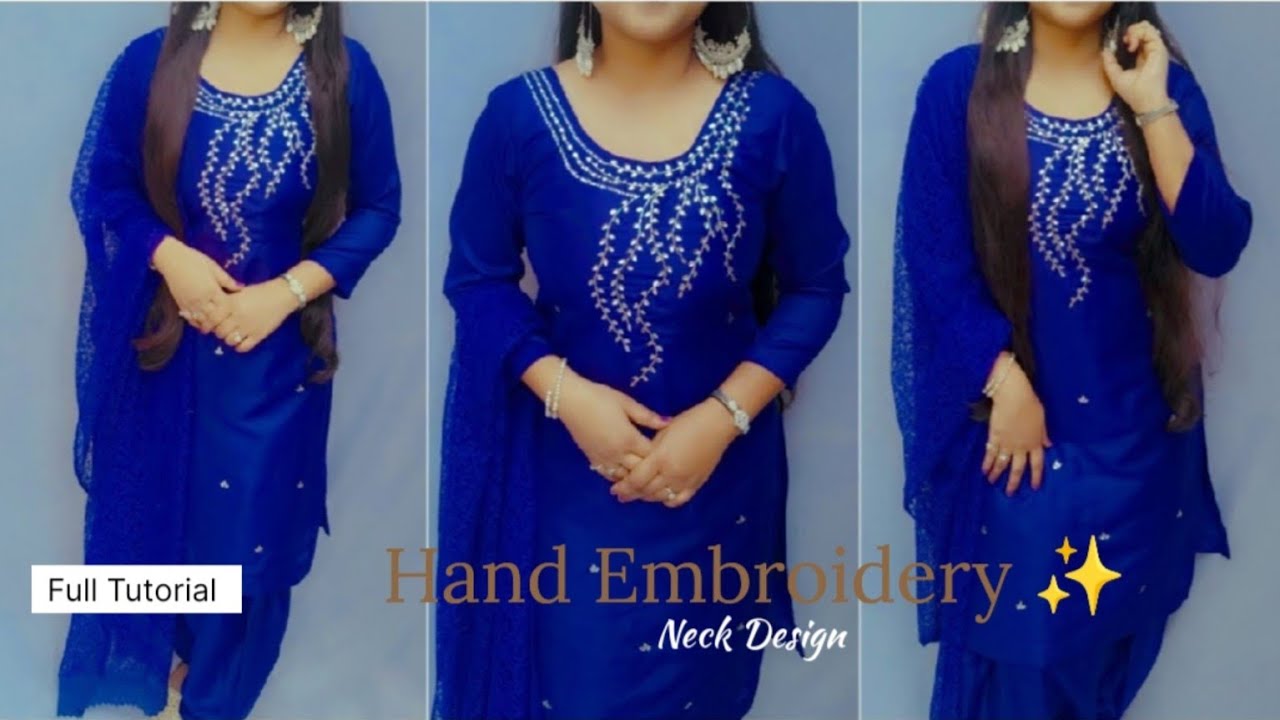 Most Trending Neck Design Hand Embroidery/ Neck Design on plain suit ...