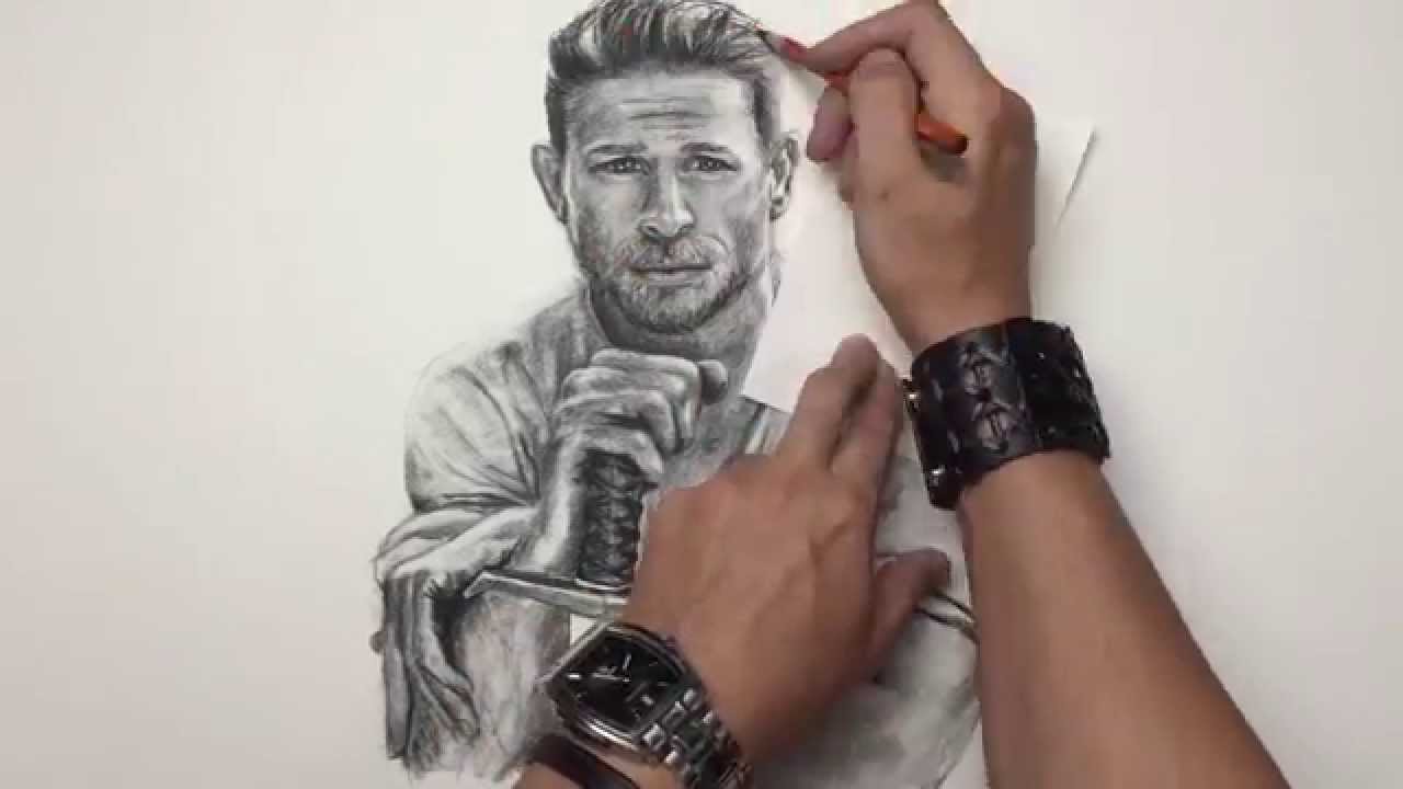 Charlie Hunnam - Charcoal Portrait Time Lapse - YouTube