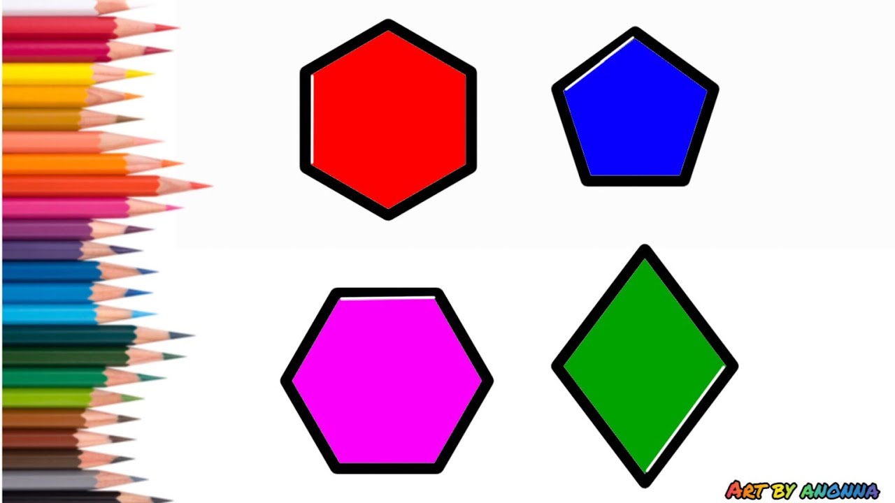 How to draw and colour 2d geometric shapes easily step by step for kids ...