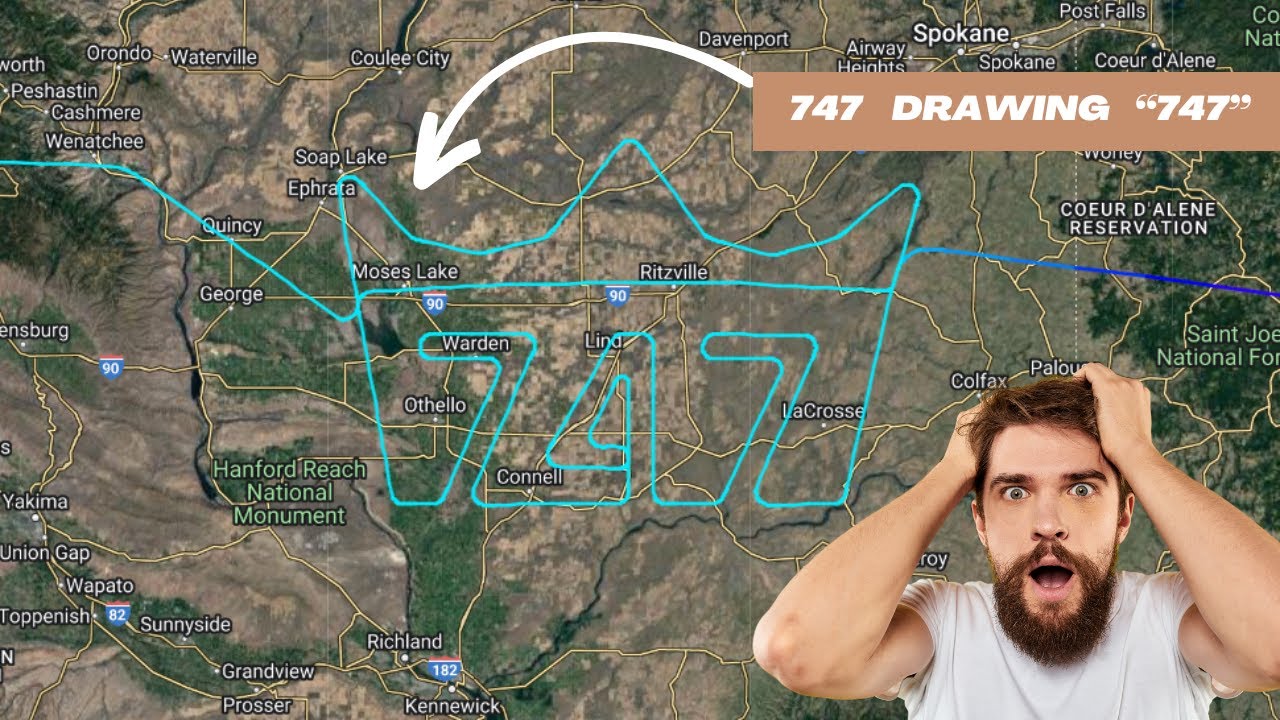 B747 draws a crown and “747” on its delivery flight. - YouTube