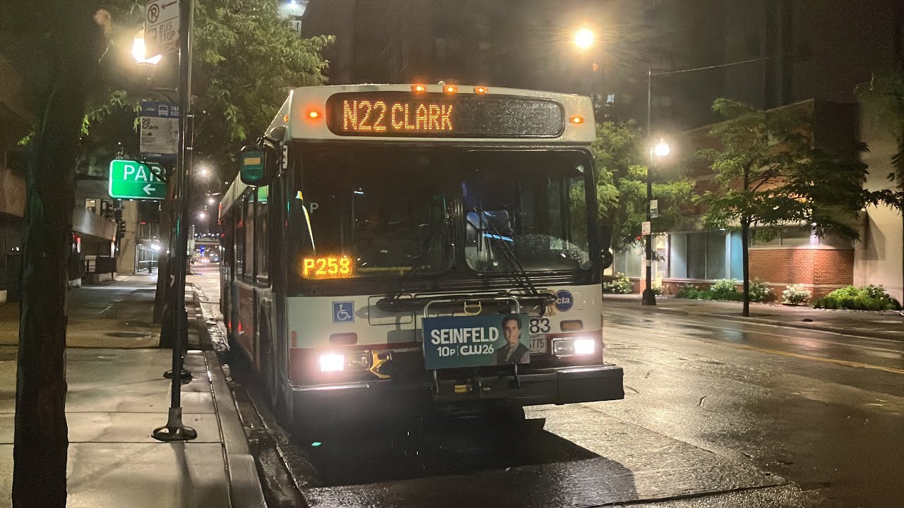 CTA Route N22 Clark Night Owl Bus Ride Going North to Howard Station on ...